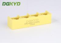 China 1x4 Multi Port RJ45 Female Ethernet Connector with Yellow Plastic Housing for 10/100/1000M Networks for sale