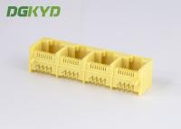 China 1x4 Multi Port RJ45 Female Ethernet Connector with Yellow Plastic Housing for 10/100/1000M Networks for sale