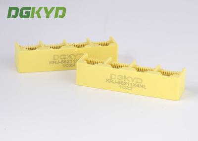 China 1x4 Multi Port RJ45 Female Ethernet Connector with Yellow Plastic Housing for 10/100/1000M Networks for sale