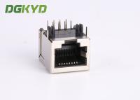 China RJ11 6P6C Shielded Phone Jack Connector - 6 Positions 6 Contacts, PBT Black Housing, -40°C to +85°C Temperature Range for sale