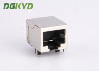 China RJ11 6P6C Shielded Phone Jack Connector - 6 Positions 6 Contacts, PBT Black Housing, -40°C to +85°C Temperature Range for sale