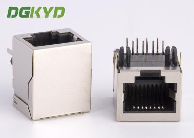 China RJ11 6P6C Shielded Phone Jack Connector - 6 Positions 6 Contacts, PBT Black Housing, -40°C to +85°C Temperature Range for sale