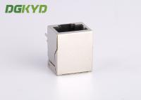 China RJ11 6P6C Shielded Phone Jack Connector - 6 Positions 6 Contacts, PBT Black Housing, -40°C to +85°C Temperature Range for sale