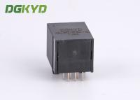 China PBT Black Single Port Right Angle 6P6C RJ11 Phone Socket Connector - 6 Positions, -40°C to +85°C Temperature Range for sale