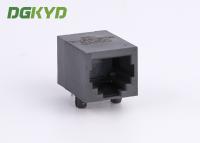 China PBT Black Single Port Right Angle 6P6C RJ11 Phone Socket Connector - 6 Positions, -40°C to +85°C Temperature Range for sale