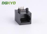 China PBT Black Single Port Right Angle 6P6C RJ11 Phone Socket Connector - 6 Positions, -40°C to +85°C Temperature Range for sale