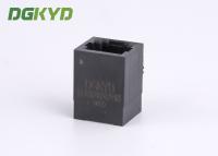 China PBT Black Single Port Right Angle 6P6C RJ11 Phone Socket Connector - 6 Positions, -40°C to +85°C Temperature Range for sale