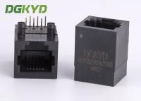 China PBT Black Single Port Right Angle 6P6C RJ11 Phone Socket Connector - 6 Positions, -40°C to +85°C Temperature Range for sale