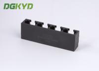 China Black Plastic Housing 1x4 Ports Right Angle RJ45 Connector Combo Modular Jack with 0.35mm Gold Contacts for sale