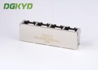 China PCB Mount 4-Port 90° Side Entry RJ45 Connector with 0.35mm Gold Contacts for 10/100/1000M Networks for sale
