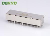 China PCB Mount 4-Port 90° Side Entry RJ45 Connector with 0.35mm Gold Contacts for 10/100/1000M Networks for sale