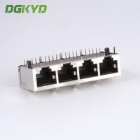 China 1x4 Multiple Port RJ45 Modular Jack Connector 21.3mm Length 600 Mating Cycles for Network Switch for sale