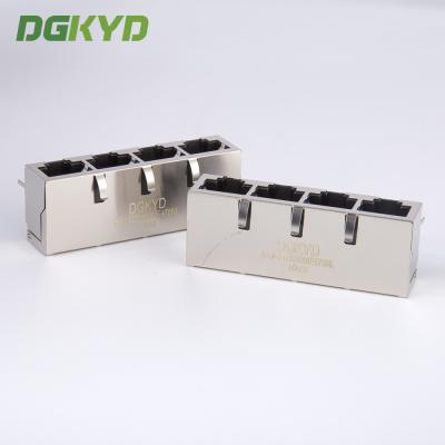 China 1x4 Multiple Port RJ45 Modular Jack Connector 21.3mm Length 600 Mating Cycles for Network Switch for sale