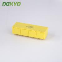 China 1x4 Tap Down Yellow Multi Port RJ45 Connector 8P8C Ethernet Jack - 21.3mm Length, 125VAC Rating for sale