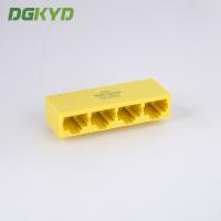 China 1x4 Tap Down Yellow Multi Port RJ45 Connector 8P8C Ethernet Jack - 21.3mm Length, 125VAC Rating for sale