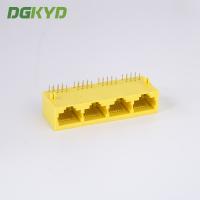 China 1x4 Tap Down Yellow Multi Port RJ45 Connector 8P8C Ethernet Jack - 21.3mm Length, 125VAC Rating for sale