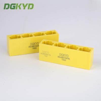 China 1x4 Tap Down Yellow Multi Port RJ45 Connector 8P8C Ethernet Jack - 21.3mm Length, 125VAC Rating for sale