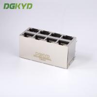 China Shielded 2x4 Multiport RJ45 Ethernet Connector - 8 Ports, Metal Shield, -40°C to +85°C Operating Temperature for sale