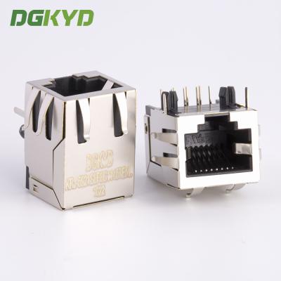 China Single Port Right Angle Shielded RJ45 Connector Without Transformer - 21.3mm Length, 600+ Mating Cycles for sale