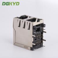 China Dual Deck 2 Port RJ45 Receptacle Connector Ethernet Modular Jack 1000Base-T with Y/G LED for sale