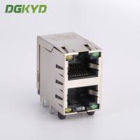 China Dual Deck 2 Port RJ45 Receptacle Connector Ethernet Modular Jack 1000Base-T with Y/G LED for sale