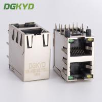 China Dual Deck 2 Port RJ45 Receptacle Connector Ethernet Modular Jack 1000Base-T with Y/G LED for sale