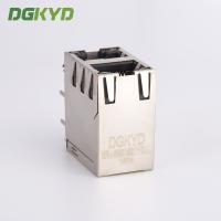 China Dual Deck 2 Port RJ45 Receptacle Connector Ethernet Modular Jack 1000Base-T with Y/G LED for sale
