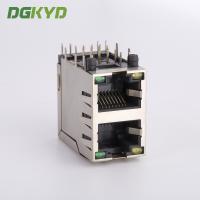 China Dual Deck 2 Port RJ45 Receptacle Connector Ethernet Modular Jack 1000Base-T with Y/G LED for sale