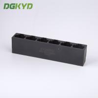 China PBT Black Housing 6-Port RJ45 Ethernet Connector with Side Entry Design - 0.35mm Gold Plated Contacts for sale