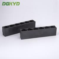 China PBT Black Housing 6-Port RJ45 Ethernet Connector with Side Entry Design - 0.35mm Gold Plated Contacts for sale