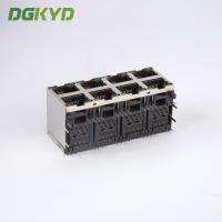 China Shield Dual Deck 2x4 RJ45 Multiple Port Connectors Lan Switch Socket Y/G LED for sale