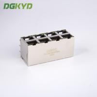 China Shield Dual Deck 2x4 RJ45 Multiple Port Connectors Lan Switch Socket Y/G LED for sale