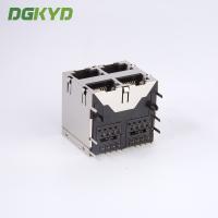 China Shield Dual Deck 2x2 RJ45 Ethernet Connector Quad Ports Network Switch Jack -40°C to +85°C Cat 3/5 for sale