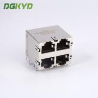 China Shield Dual Deck 2x2 RJ45 Ethernet Connector Quad Ports Network Switch Jack -40°C to +85°C Cat 3/5 for sale