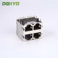 China Shield Dual Deck 2x2 RJ45 Ethernet Connector Quad Ports Network Switch Jack -40°C to +85°C Cat 3/5 for sale