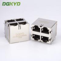 China Shield Dual Deck 2x2 RJ45 Ethernet Connector Quad Ports Network Switch Jack -40°C to +85°C Cat 3/5 for sale