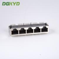 China PCB Mount 1x5 Shield Five Ports RJ45 Connector Multiple Port Lan Modular Jacks for sale