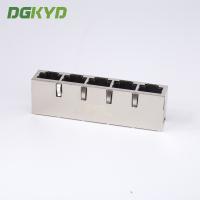 China PCB Mount 1x5 Shield Five Ports RJ45 Connector Multiple Port Lan Modular Jacks for sale