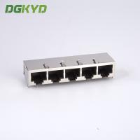 China PCB Mount 1x5 Shield Five Ports RJ45 Connector Multiple Port Lan Modular Jacks for sale