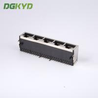 China PCB Mount 1x5 Shield Five Ports RJ45 Connector Multiple Port Lan Modular Jacks for sale