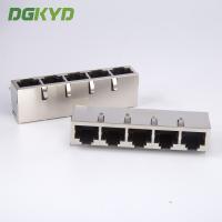 China PCB Mount 1x5 Shield Five Ports RJ45 Connector Multiple Port Lan Modular Jacks for sale