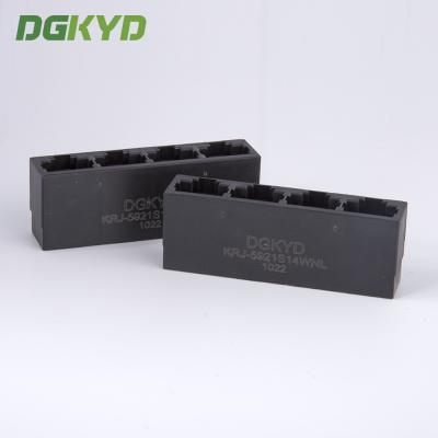 China Unshielded 1x4 Four Ports RJ45 PCB Connector Tab Down Ethernet Switch Sockets for sale