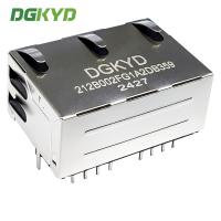 China RJ45 Dual Port Network Connector 100Mbps Integrated Interface 30U Gold Plating for sale