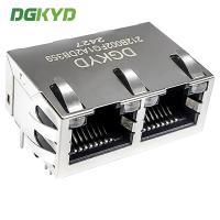 China RJ45 Dual Port Network Connector 100Mbps Integrated Interface 30U Gold Plating for sale