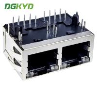 China RJ45 Dual Port Network Connector 100Mbps Integrated Interface 30U Gold Plating for sale
