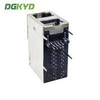 China Stackable Dual Port RJ45 Connector with Gigabit Interface and PoE+ Support - 14 Position 8 Terminal PCB Mount for sale