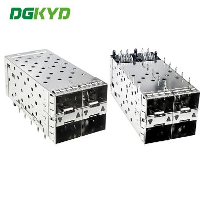 China SFP2x2 Fiber Connector with High-Temperature LCP Cage - 265°C Wave Soldering, Multi-Port EMI Shielded Design for sale