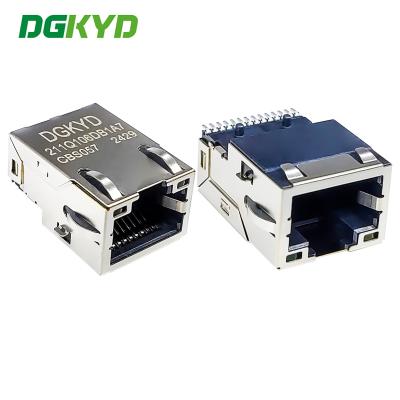 China RJ45 Gigabit Integrated Filter Network Connector SMT LCP Interface 8-Position 1000BASE-T DGKYD211Q106DB1A7CBS057 for sale