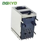 China RJ45 Shielded Stacked Connector 2x1 Double Ports 8P8C Through Hole 1000Base-T for sale