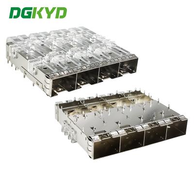 China SFP+ 1x4 Cage with Optical Tube SFP Connector - Multi Port EMI Shielded Fiber Cage for 0-85°C Operation for sale